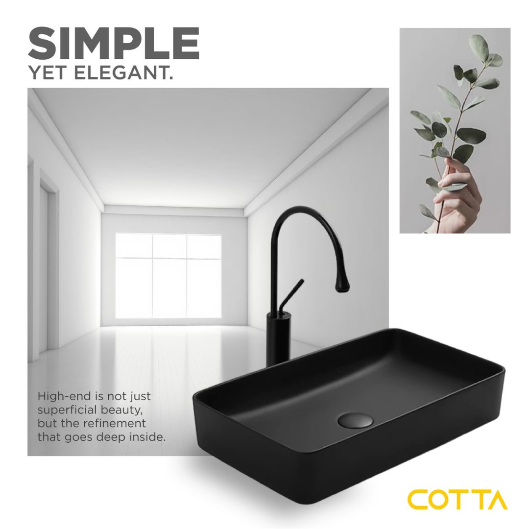 COTTA Diva Black Counter Top Ceramic Basin