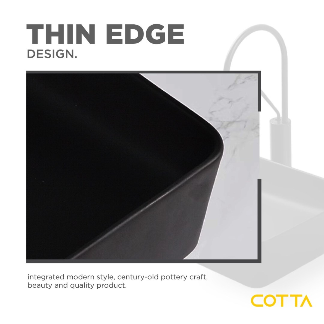 COTTA Diva Black Counter Top Ceramic Basin