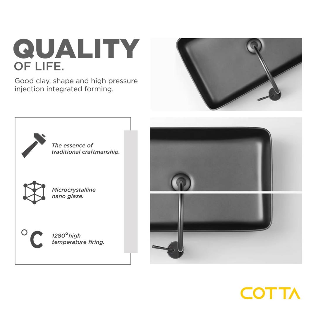 COTTA Diva Black Counter Top Ceramic Basin